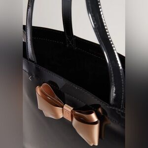 Ted Baker | Bags | Ted Baker Vegan Patent Leather Tote Bow Bag Black ...